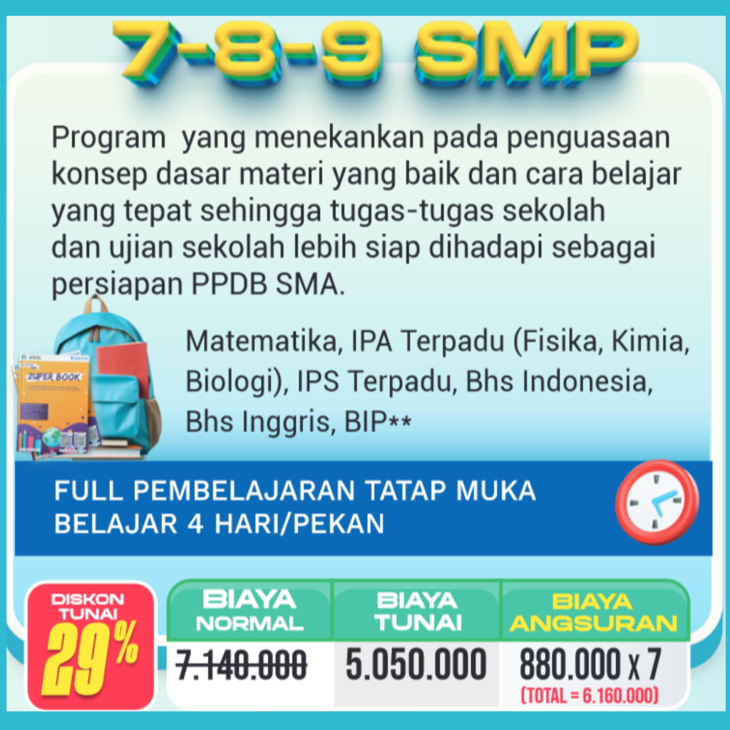 DISKON BIMBEL SMP SAMPAI 31 AGUSTUS
